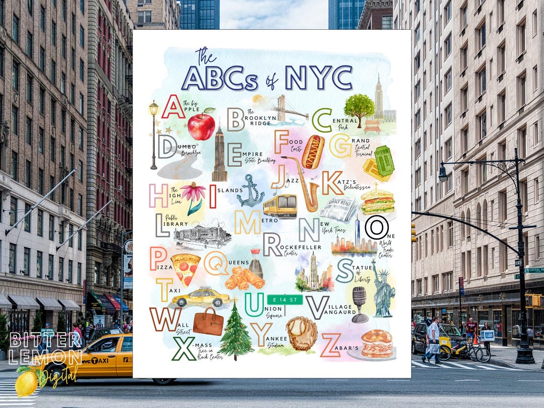 Abcs of NYC Printable | New York City Alphabet Print - Etsy