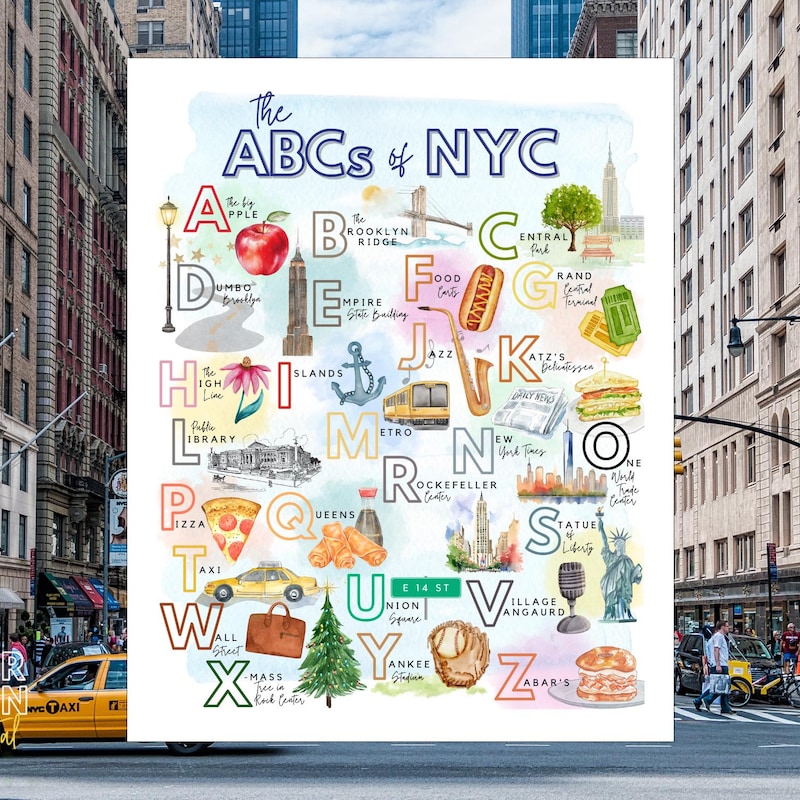 New York City Alphabet Poster - Etsy