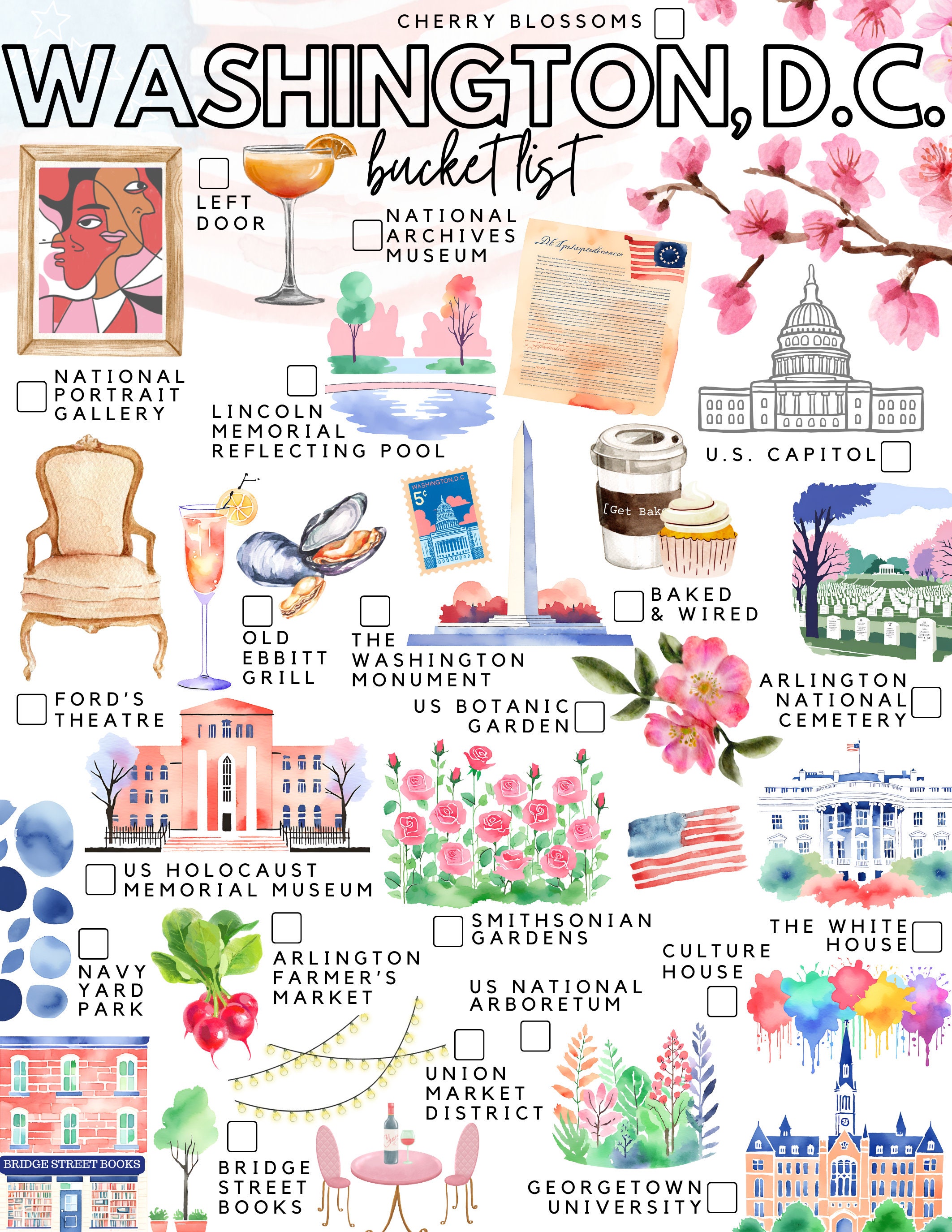 Printable Washington, D.C. Bucket List Washington, D.C. To-do List - Etsy