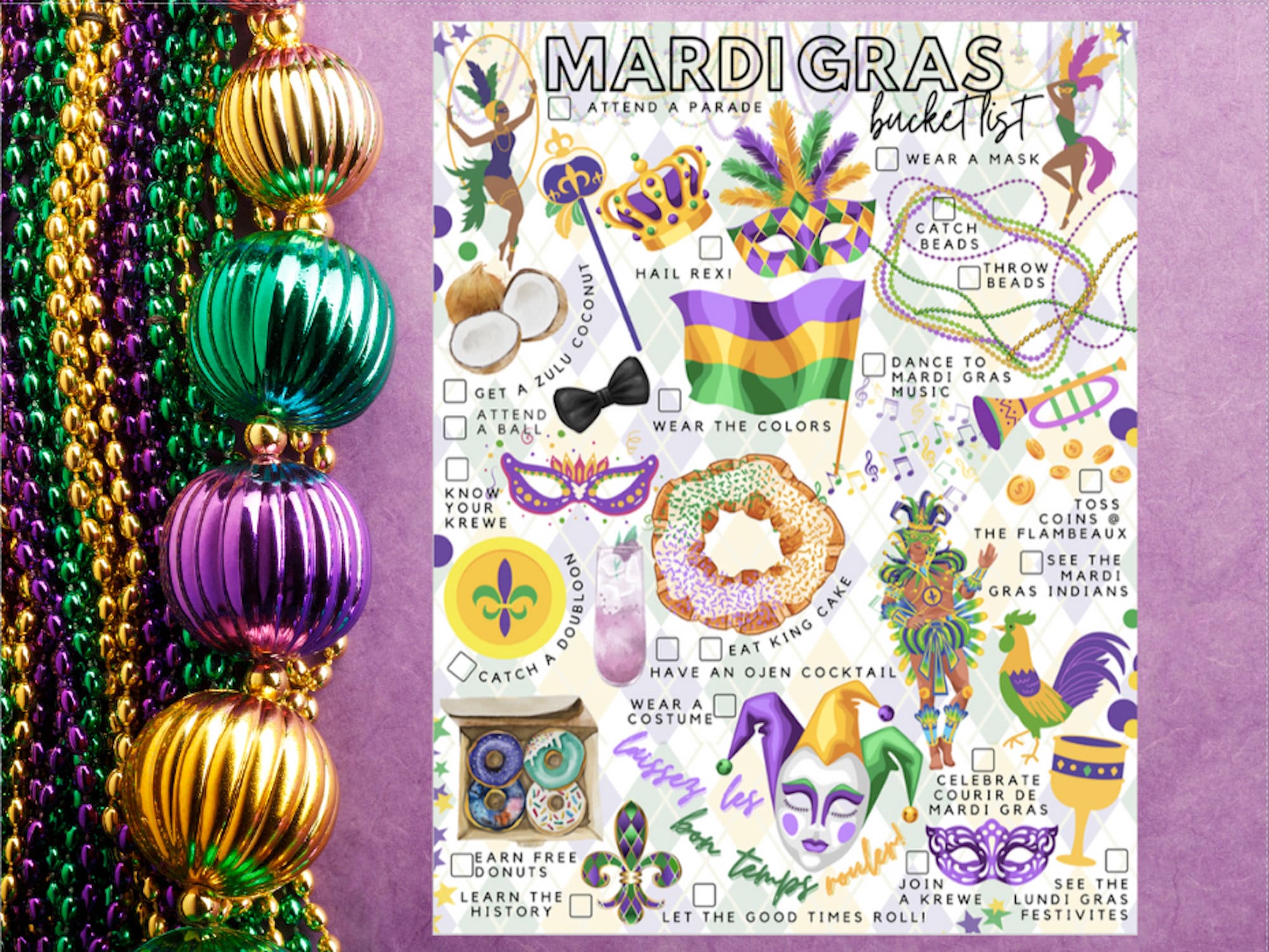 The NOLA Mardi Gras Bucket List Value Pack of 4 | Louisiana Tourist To ...