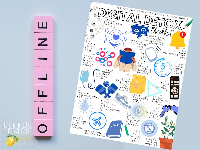 Printable Digital Detox Checklist Social Media Detox To-do List - Etsy