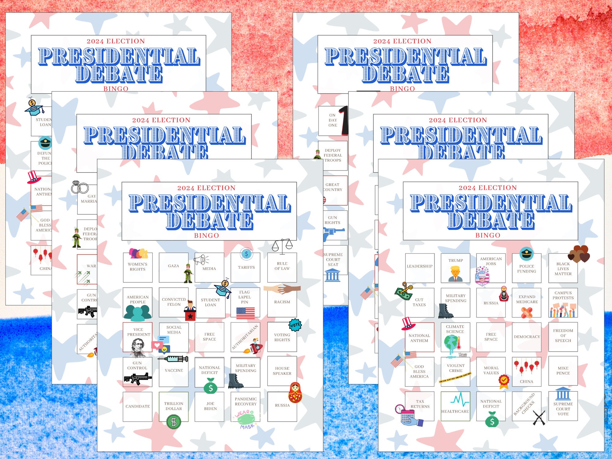 2024 Presidential Debate Printable BINGO Pack of 6 | Election Debate ...