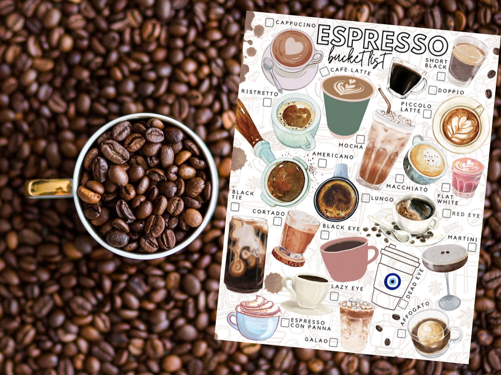 Espresso Bucket List Printable: Coffee Lover Gift (PDF Download) - Etsy