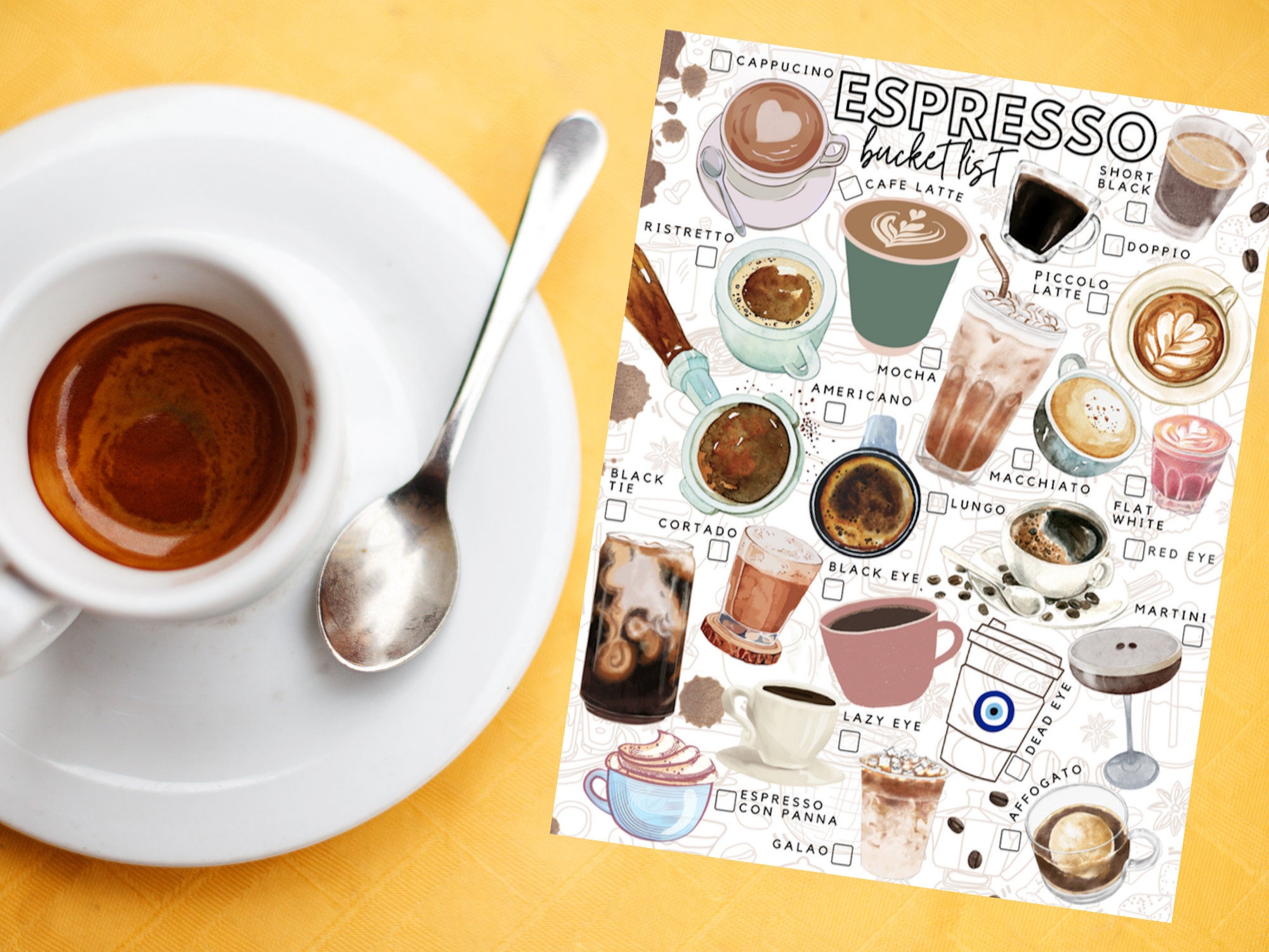 Printable Espresso Bucket List Espresso To-drink List - Etsy