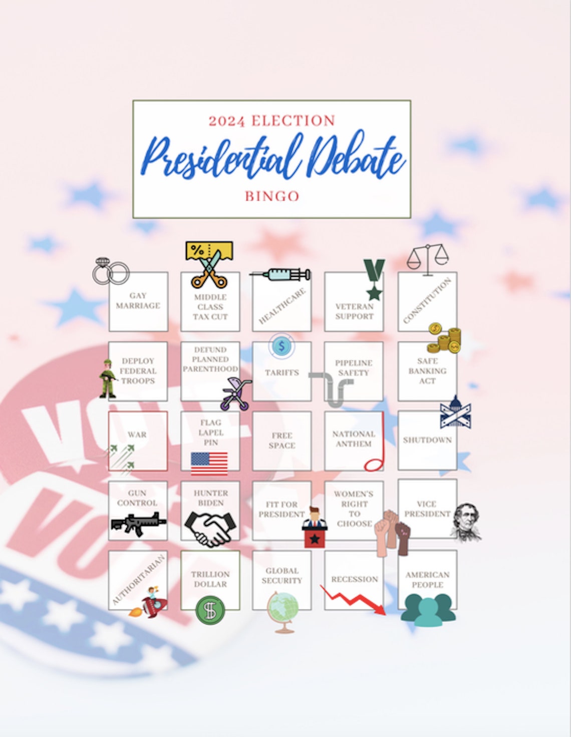 2024 Presidential Debate Printable BINGO Pack of 6 Debate - Etsy Canada