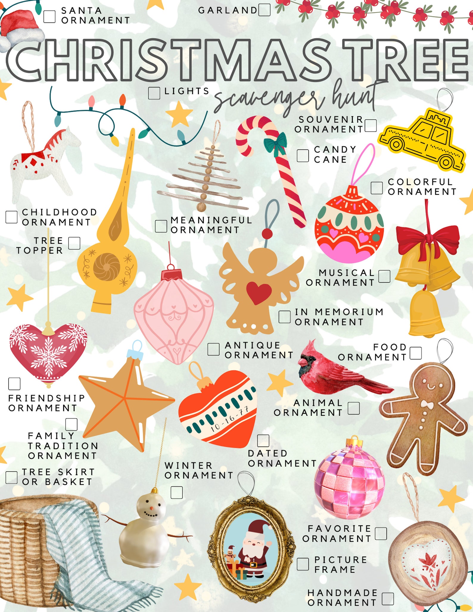 Christmas Tree Scavenger Hunt: Holiday Printable Game (PDF) - Etsy