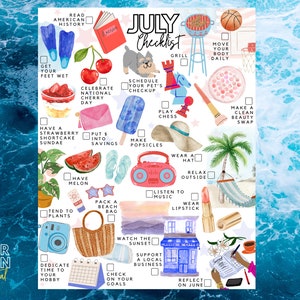 Printable July Checklist | July Bucket List - Etsy