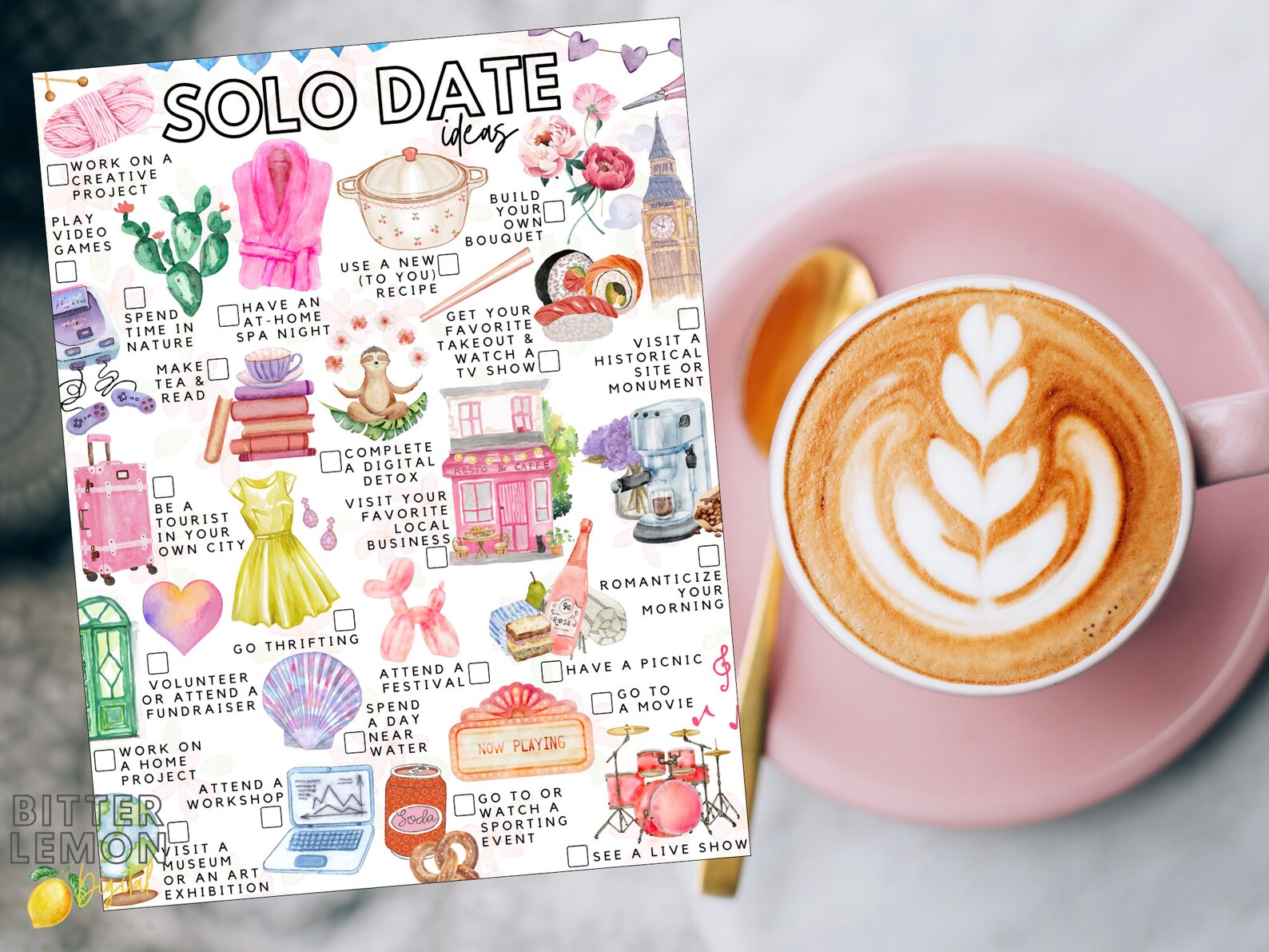 Solo Date Ideas Checklist, Self Care Activities, Romanticize Life ...