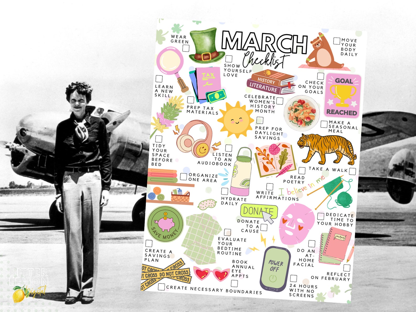 Printable March Checklist March Bucket List - Etsy