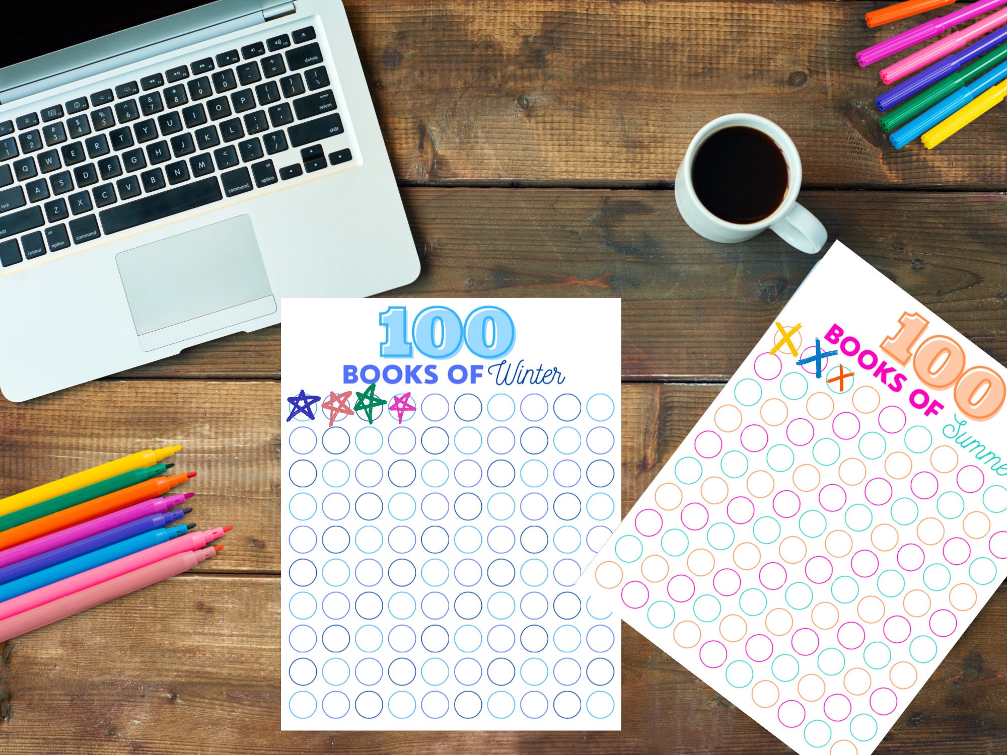 100 Book Tracker Printable Pages Seasonal - Etsy