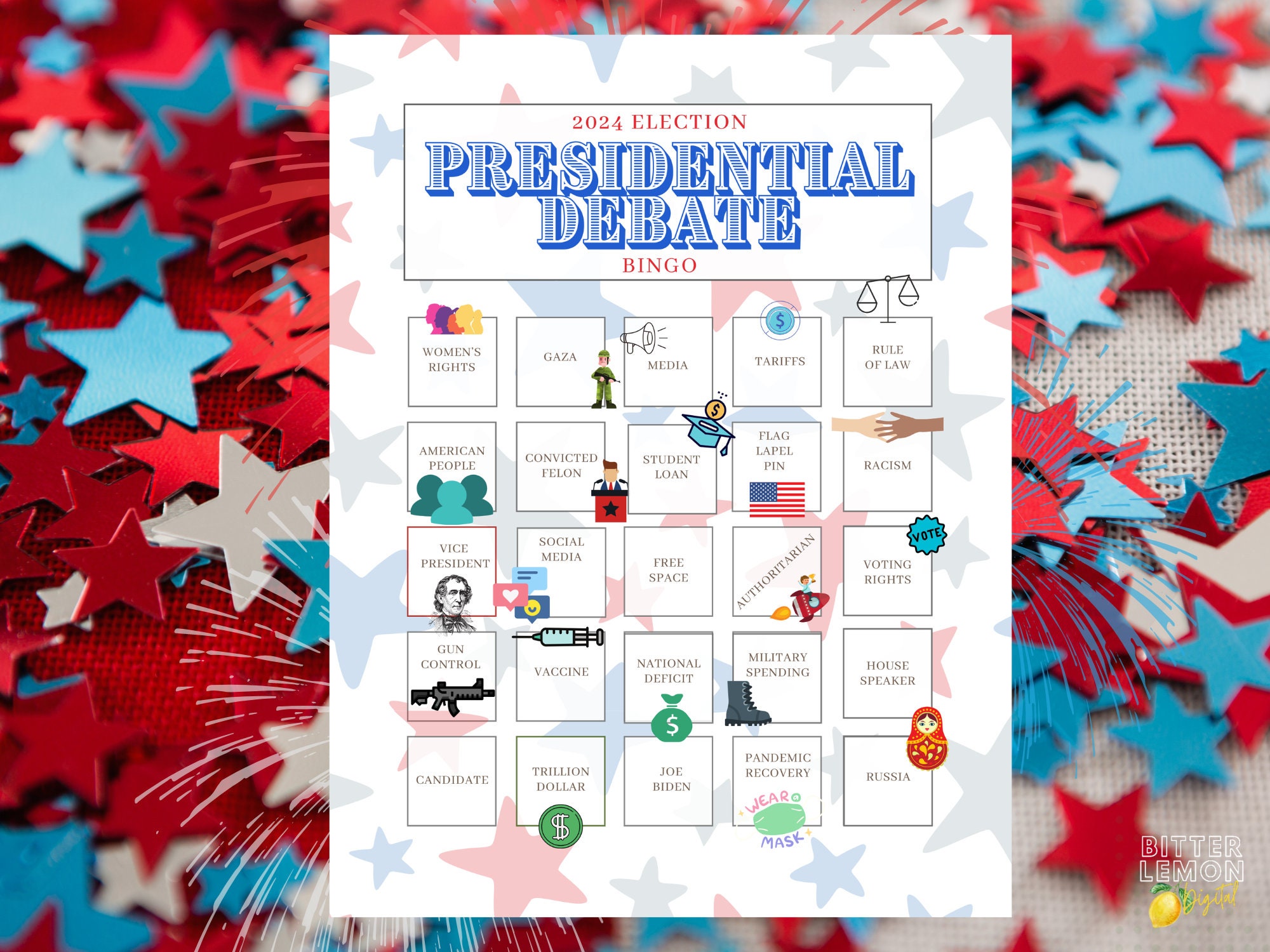 2024 Presidential Debate Printable BINGO Pack of 6 | Election Debate ...