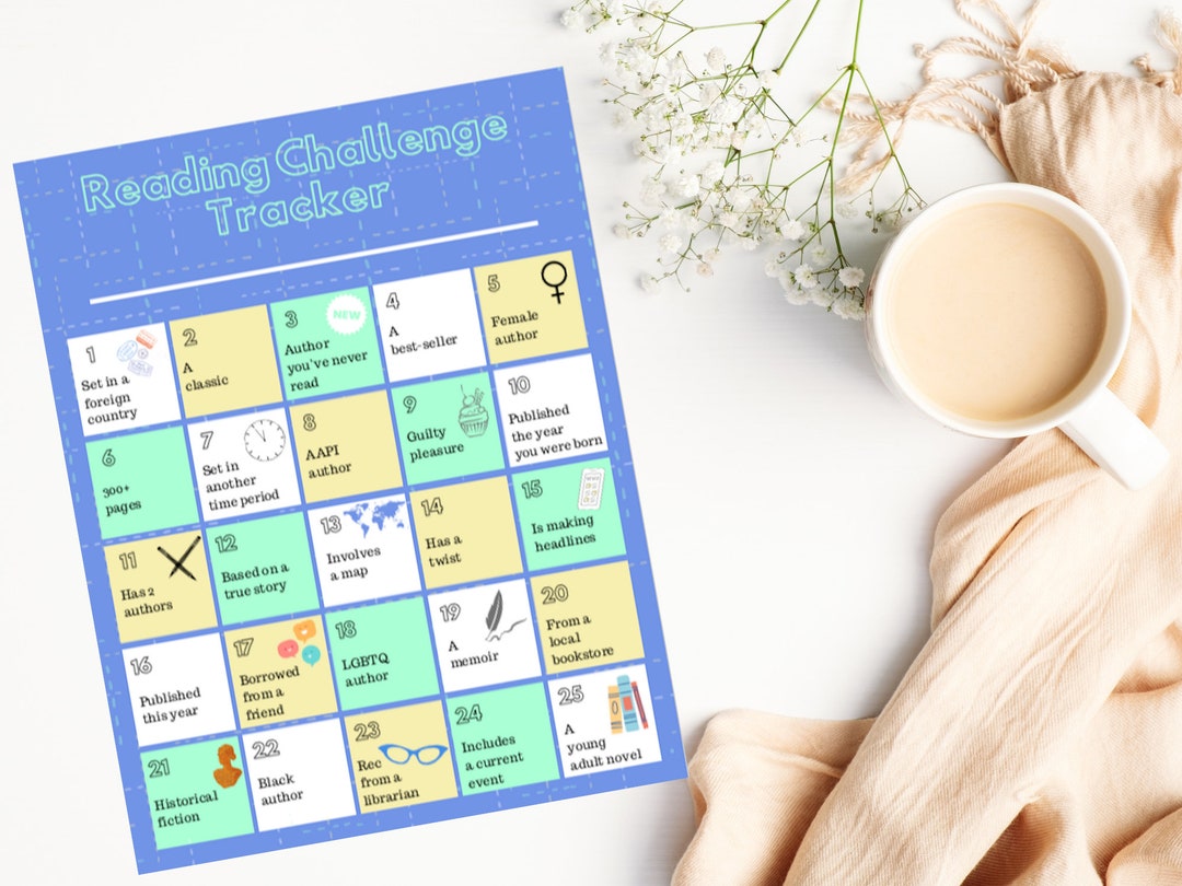Printable Reading Challenge Tracker | 25 Books - Etsy
