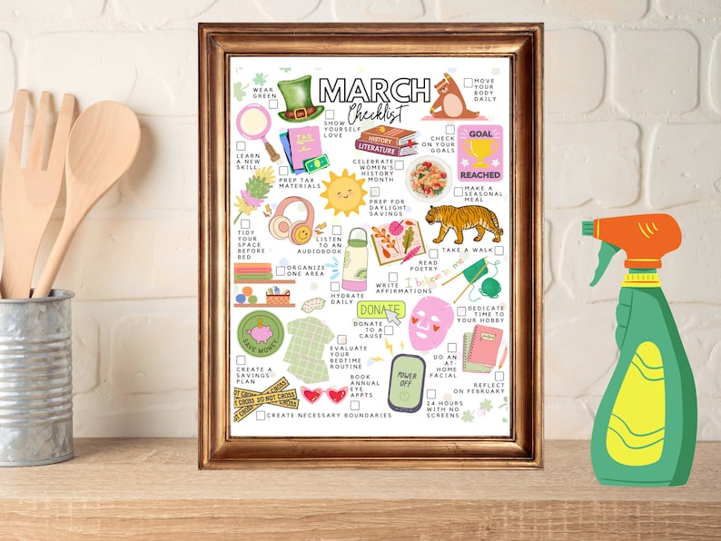Printable March Checklist | March Bucket List - Etsy