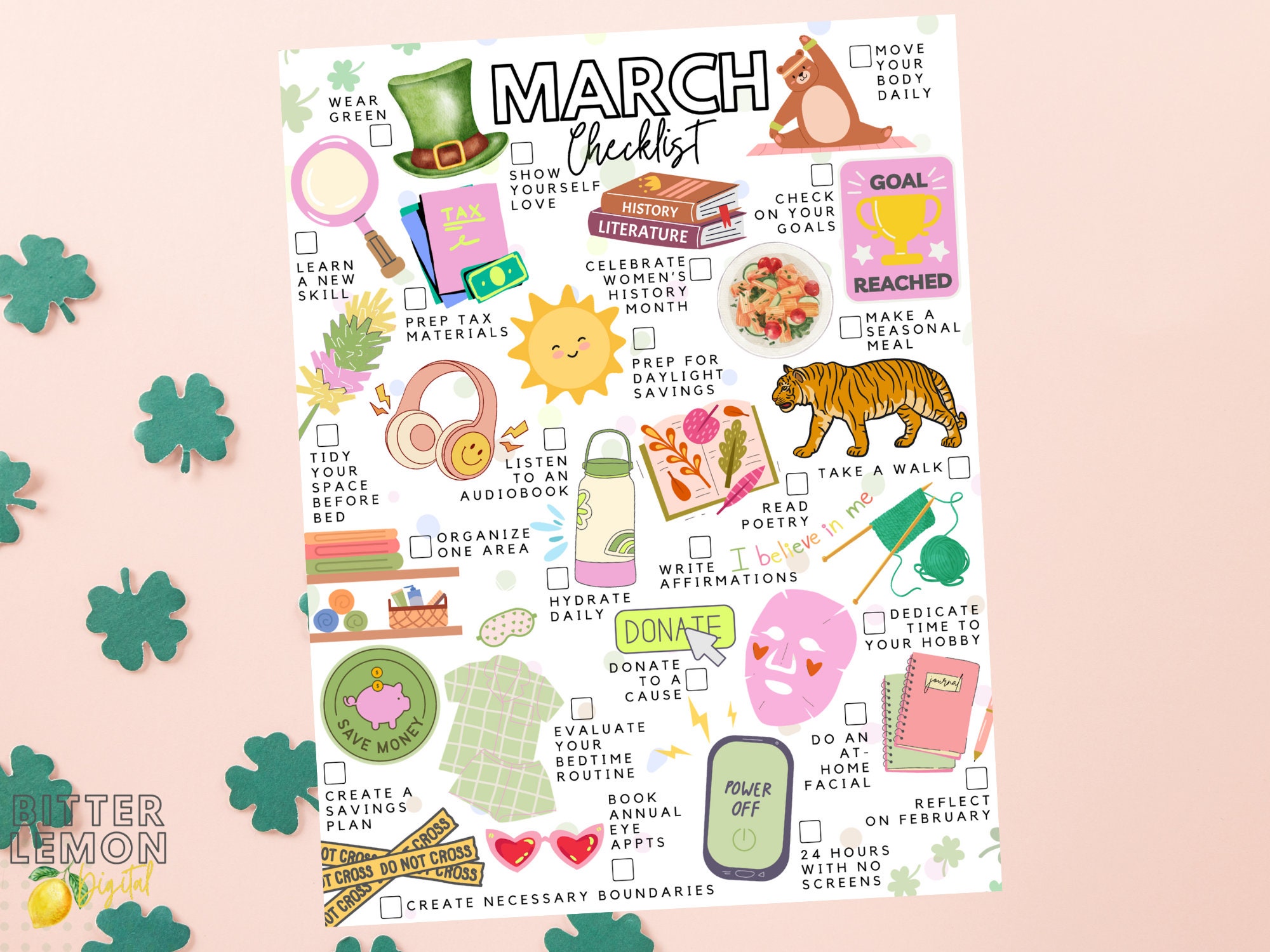 Printable March Checklist | March Bucket List - Etsy