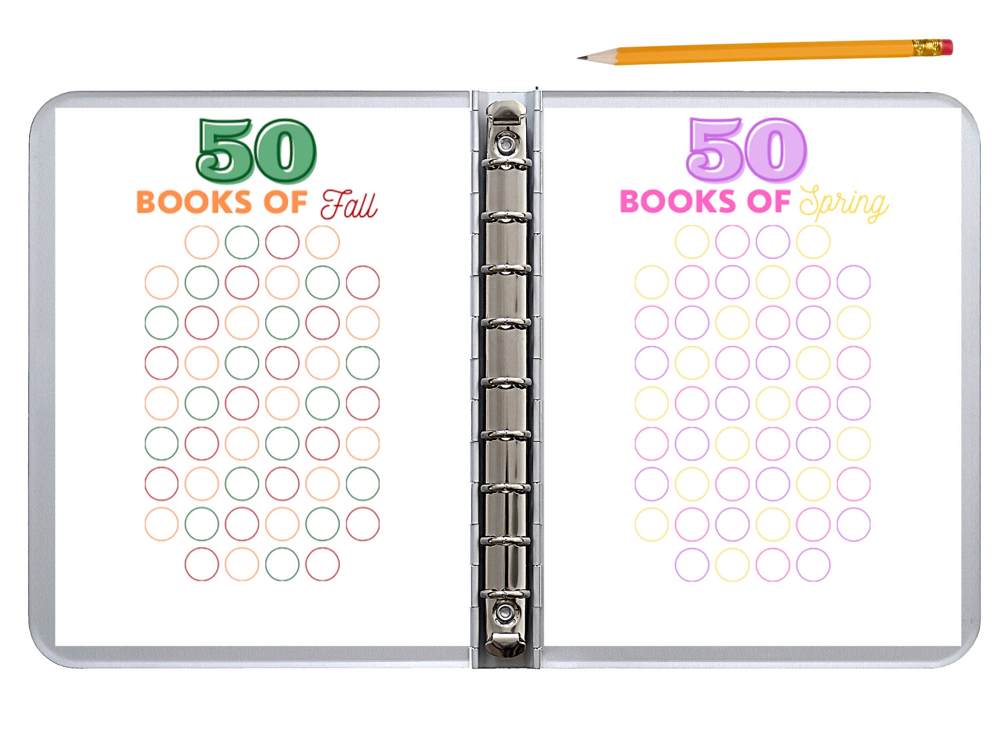 50 Book Tracker Printable Pages Seasonal - Etsy