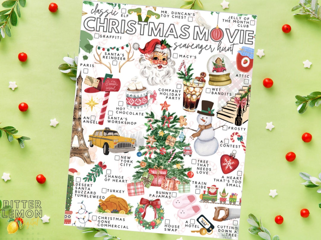 Christmas Movie Scavenger Hunt & Checklist (printable PDF) - Etsy