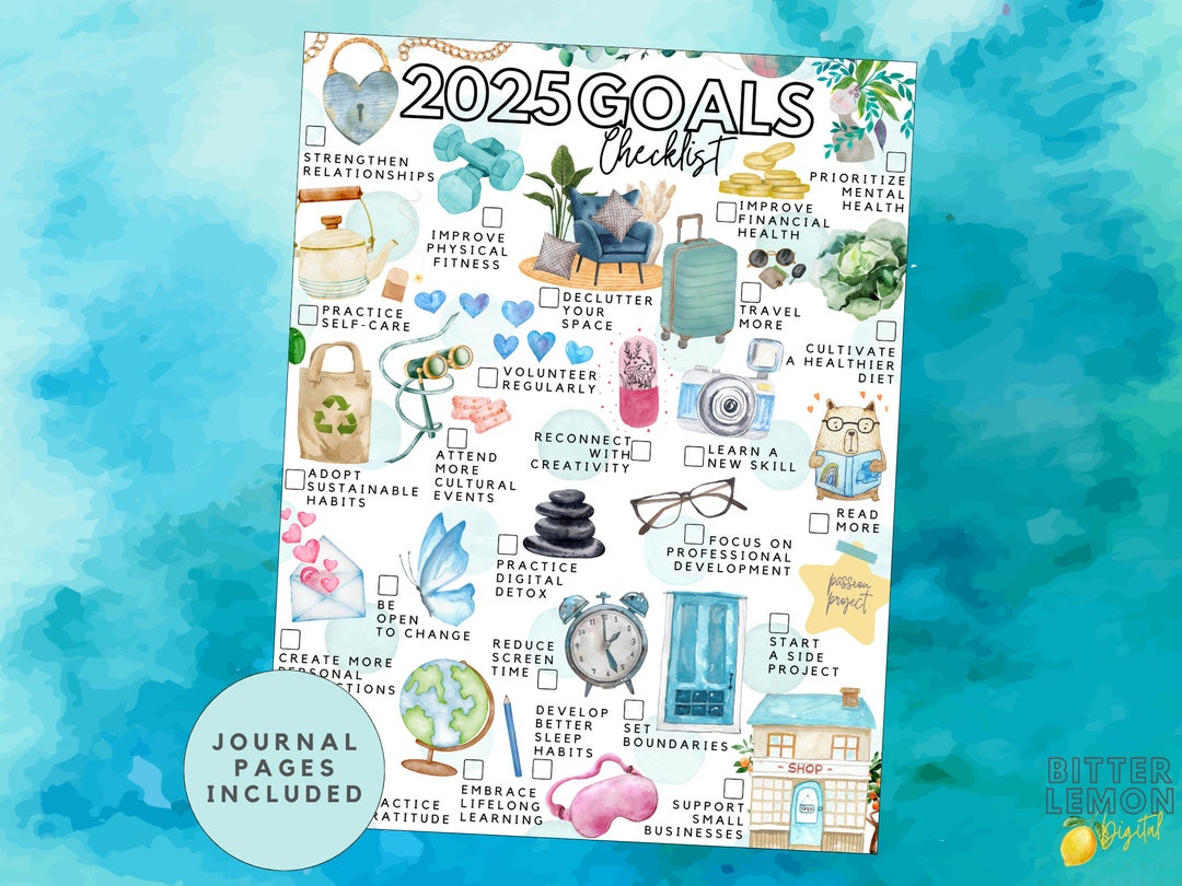 Printable 2025 Goals Checklist | 2025 New Year's Resolutions List - Etsy