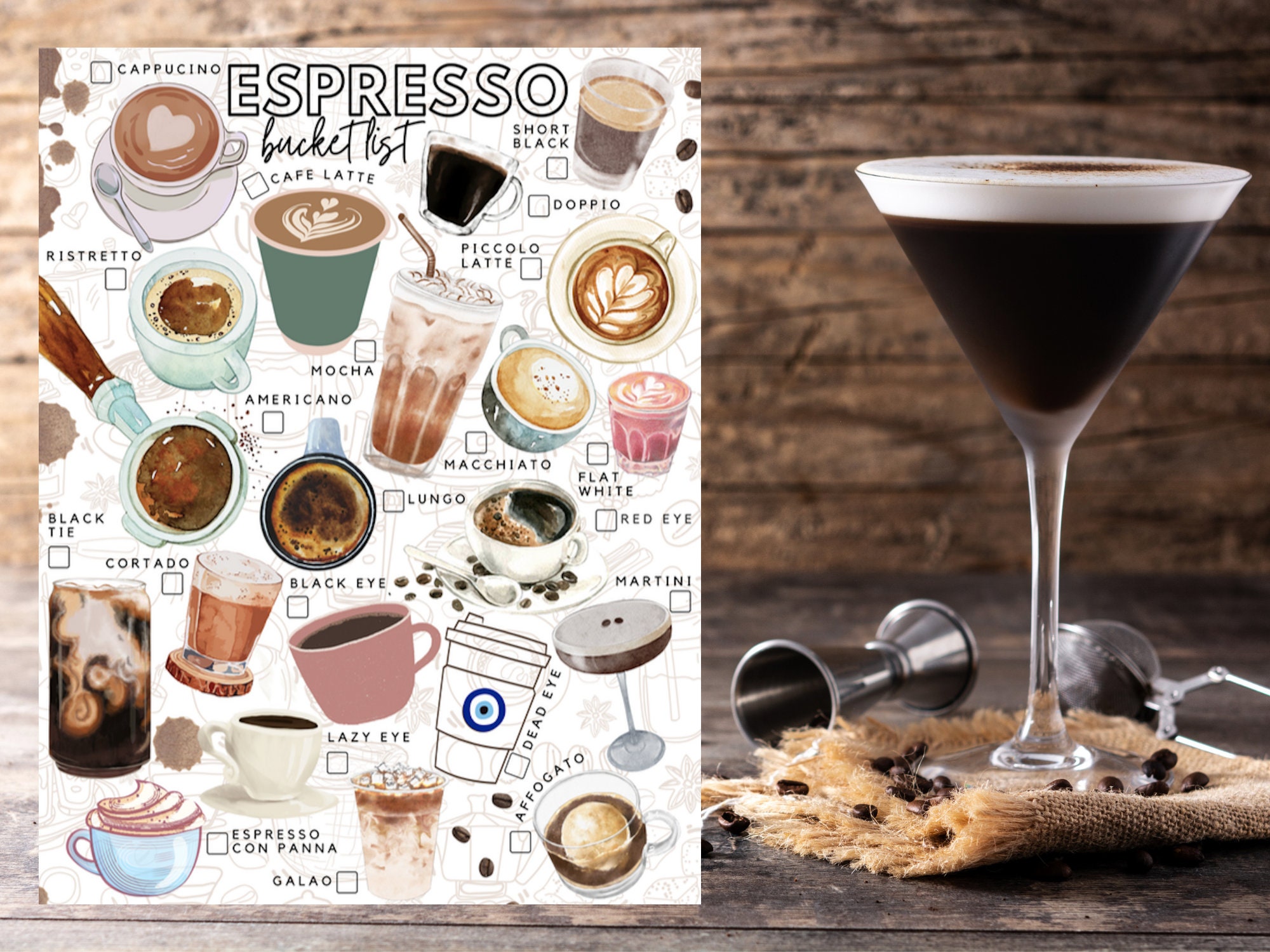 Printable Espresso Bucket List Espresso To-drink List - Etsy