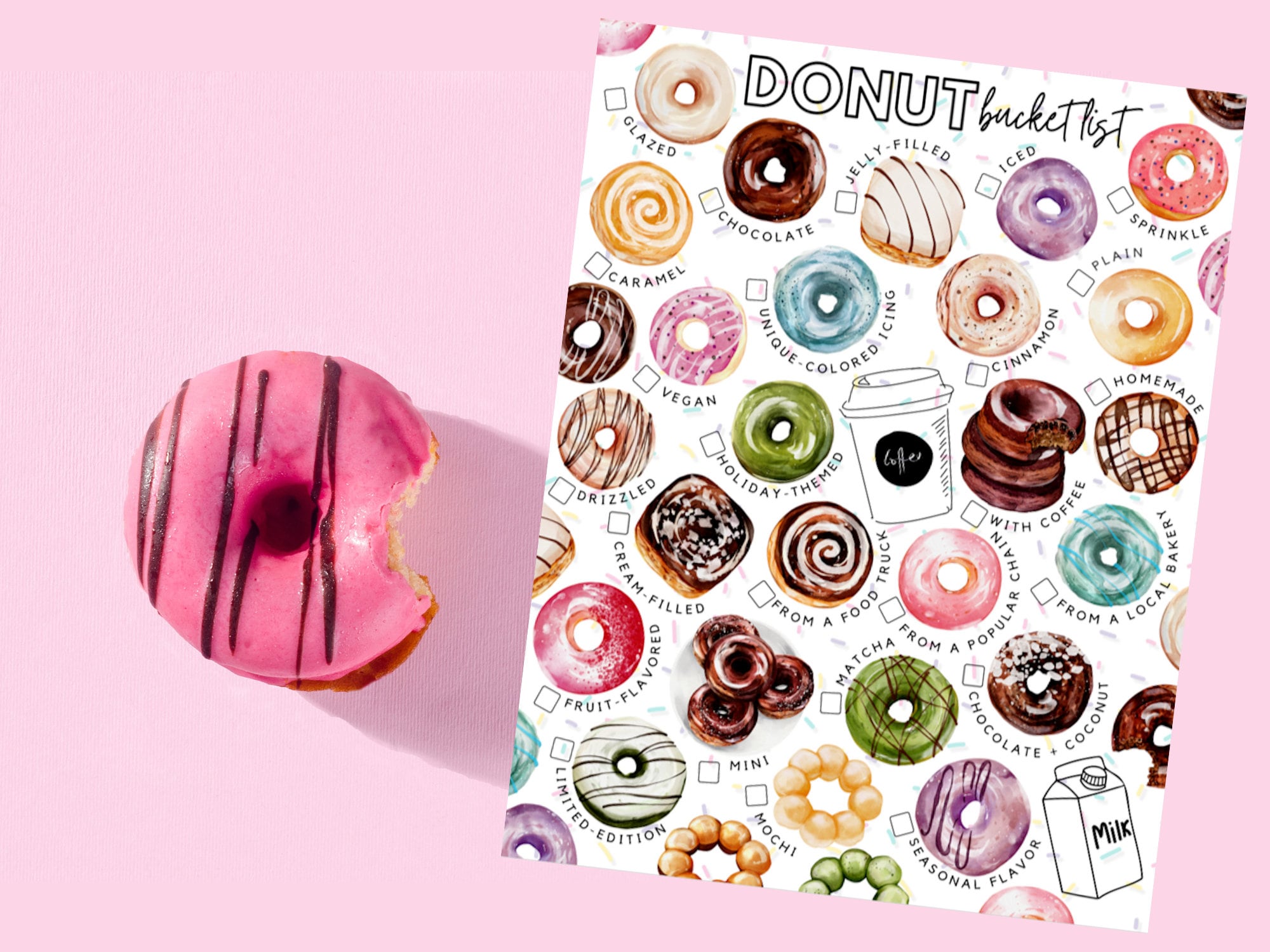 Printable Donut Bucket List | Donuts To-eat List - Etsy