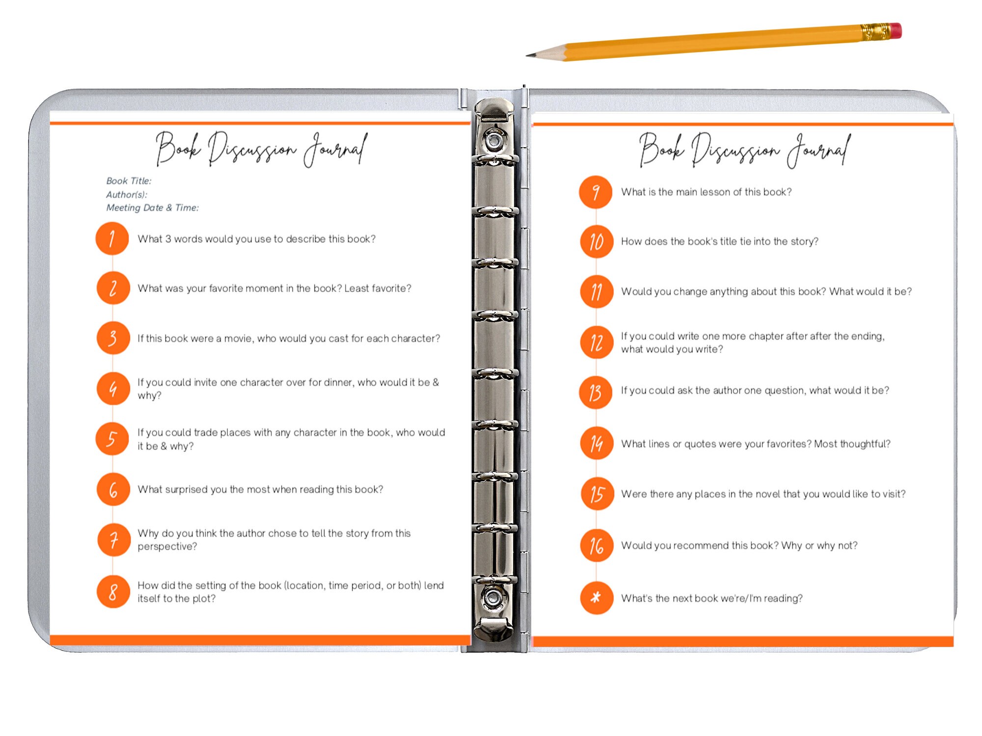 Book Club Discussion Journal Printable Fire Dots - Etsy