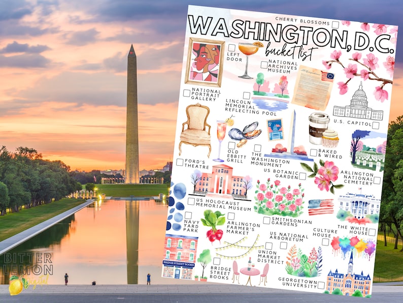 Washington D.C. Bucket List Printable: City To-do Checklist (PDF) - Etsy