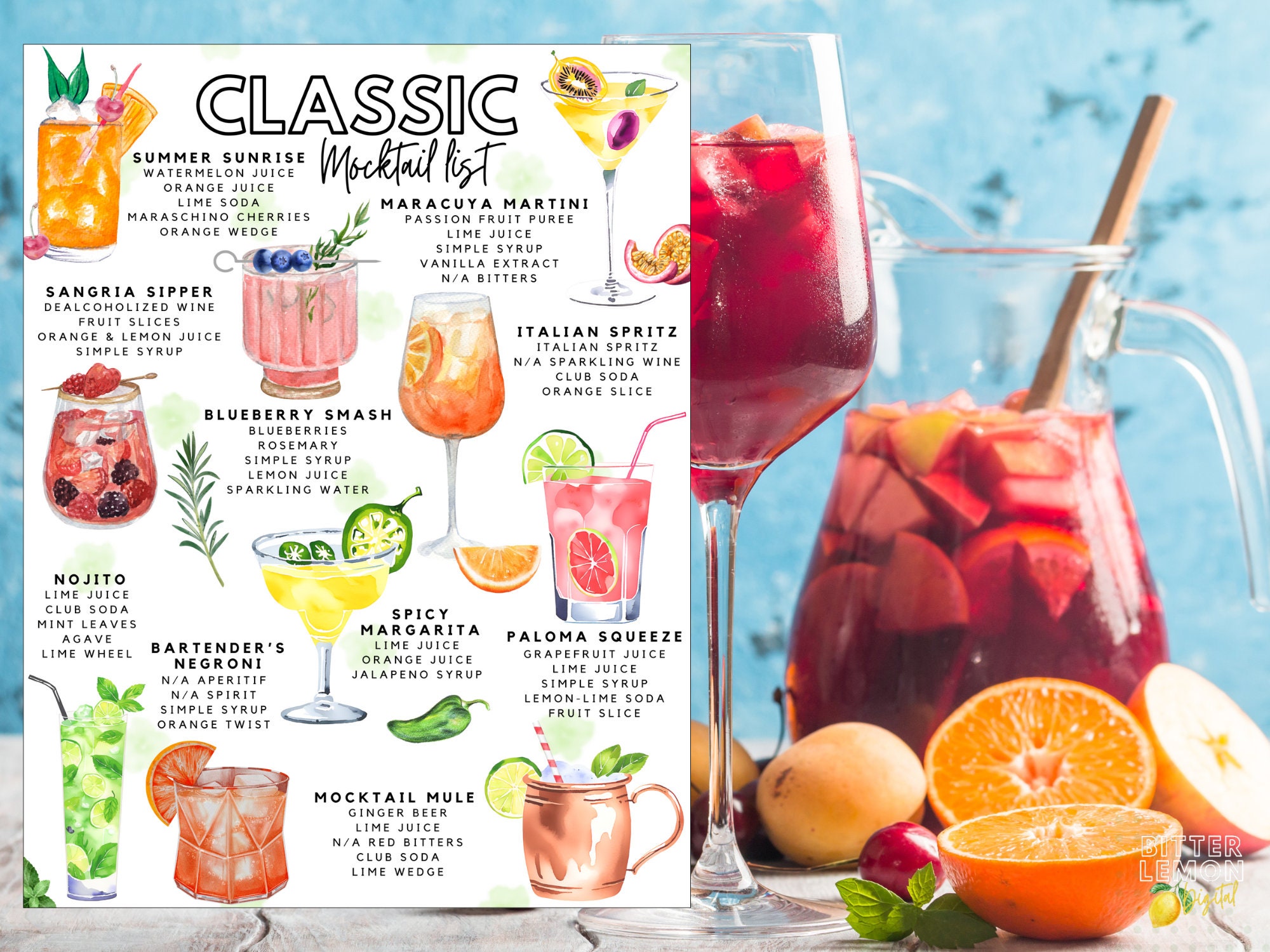 Printable Classic Mocktail List | Flavorful Non-alcoholic Drink Recipes ...