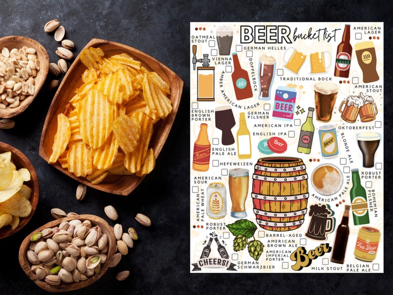 Printable Beer Bucket List Beer Lover's To-drink List Types of Beer - Etsy