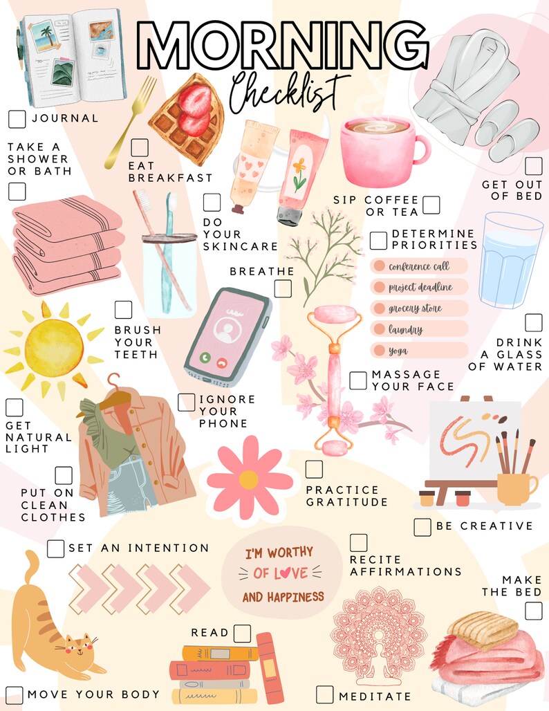 Printable Morning Checklist Morning Routine To-do List - Etsy