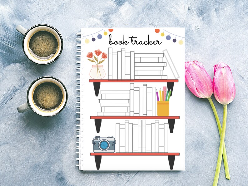 Book Tracker Journal Pages Bookshelf | Etsy