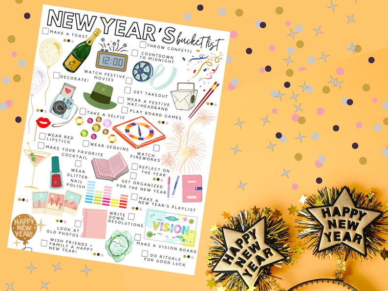 Printable New Year's Bucket List | New Year's To-do List - Etsy
