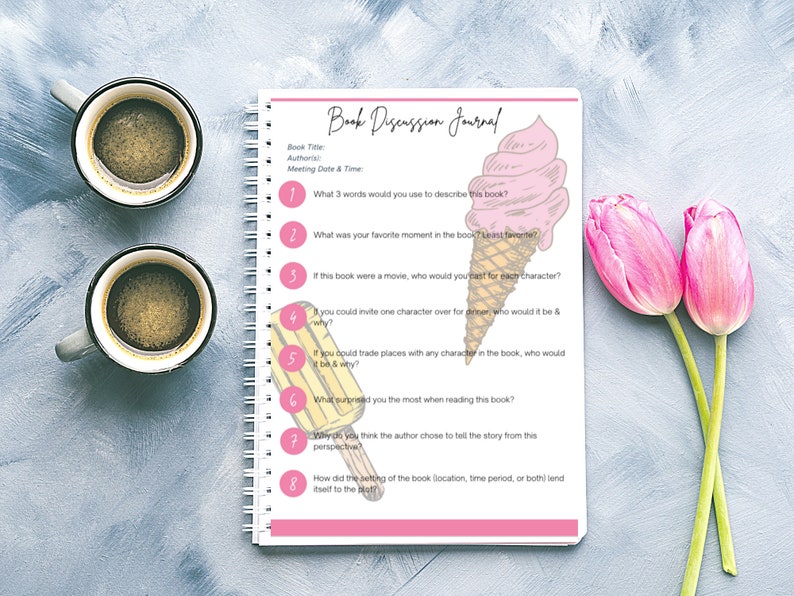 Book Club Discussion Journal Printable Ice Cream - Etsy
