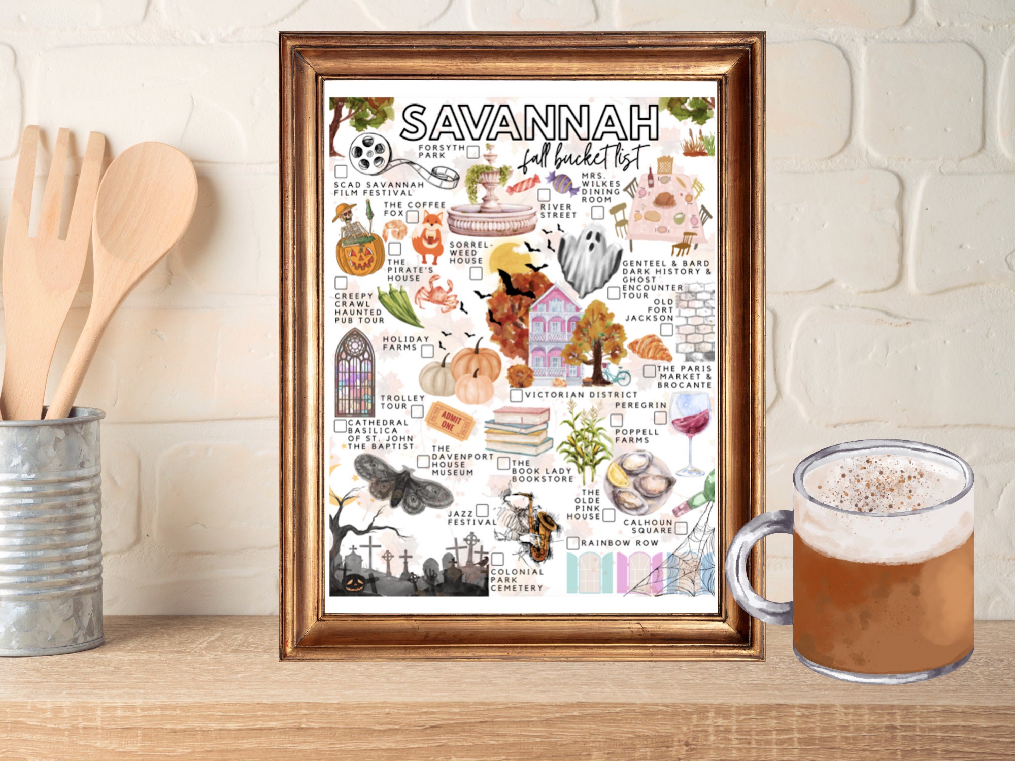 Printable Savannah Georgia Fall Bucket List Southern - Etsy