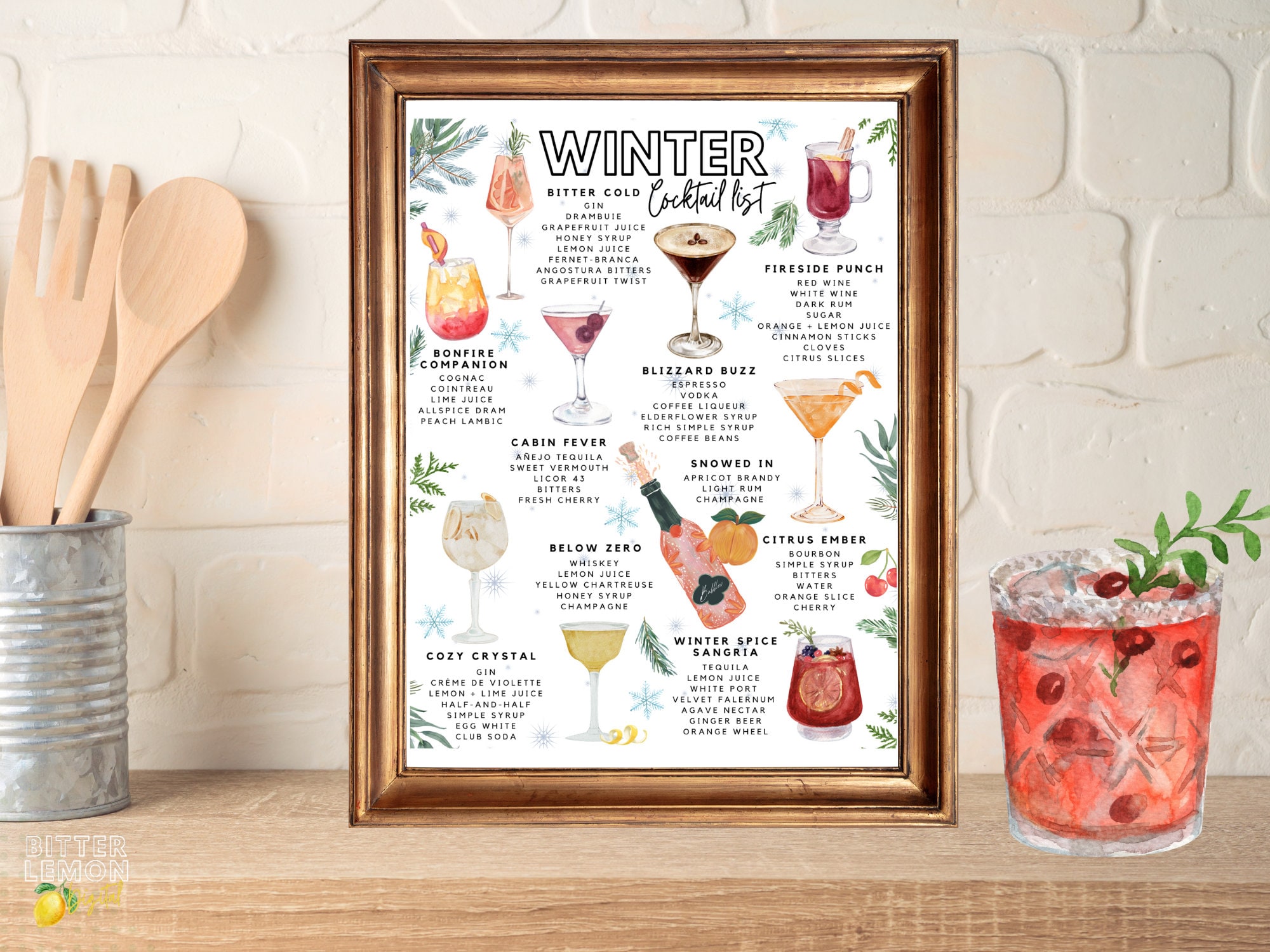 Printable Winter Cocktail List | Winter Drink Recipes - Etsy