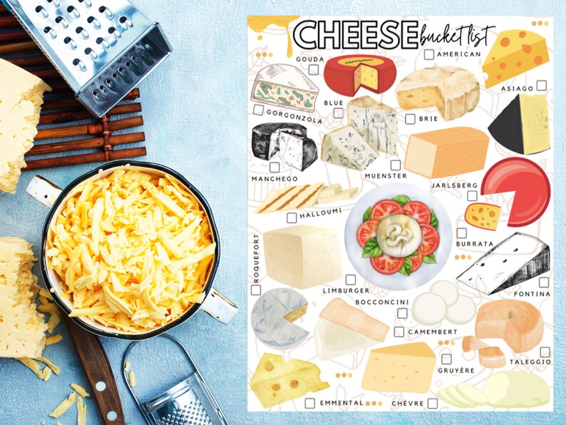 Printable Cheese Bucket List: Foodie Gift (PDF Download) - Etsy