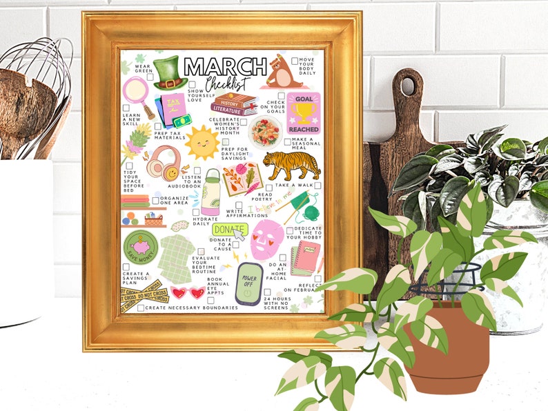 Printable March Checklist | March Bucket List - Etsy UK