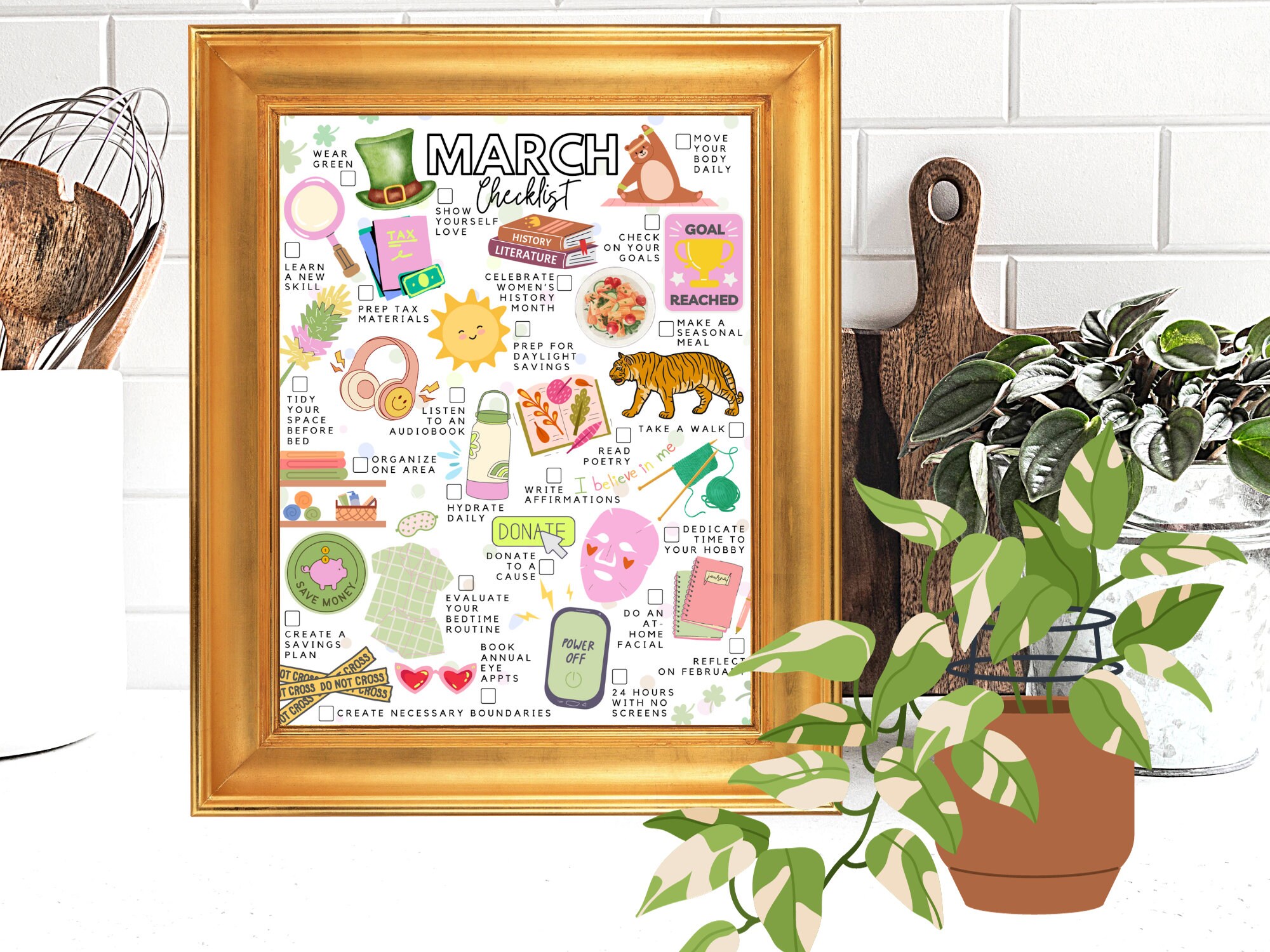 Printable March Checklist March Bucket List - Etsy