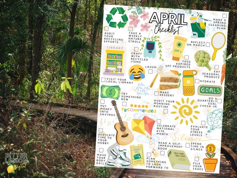 Printable April Checklist April Bucket List - Etsy