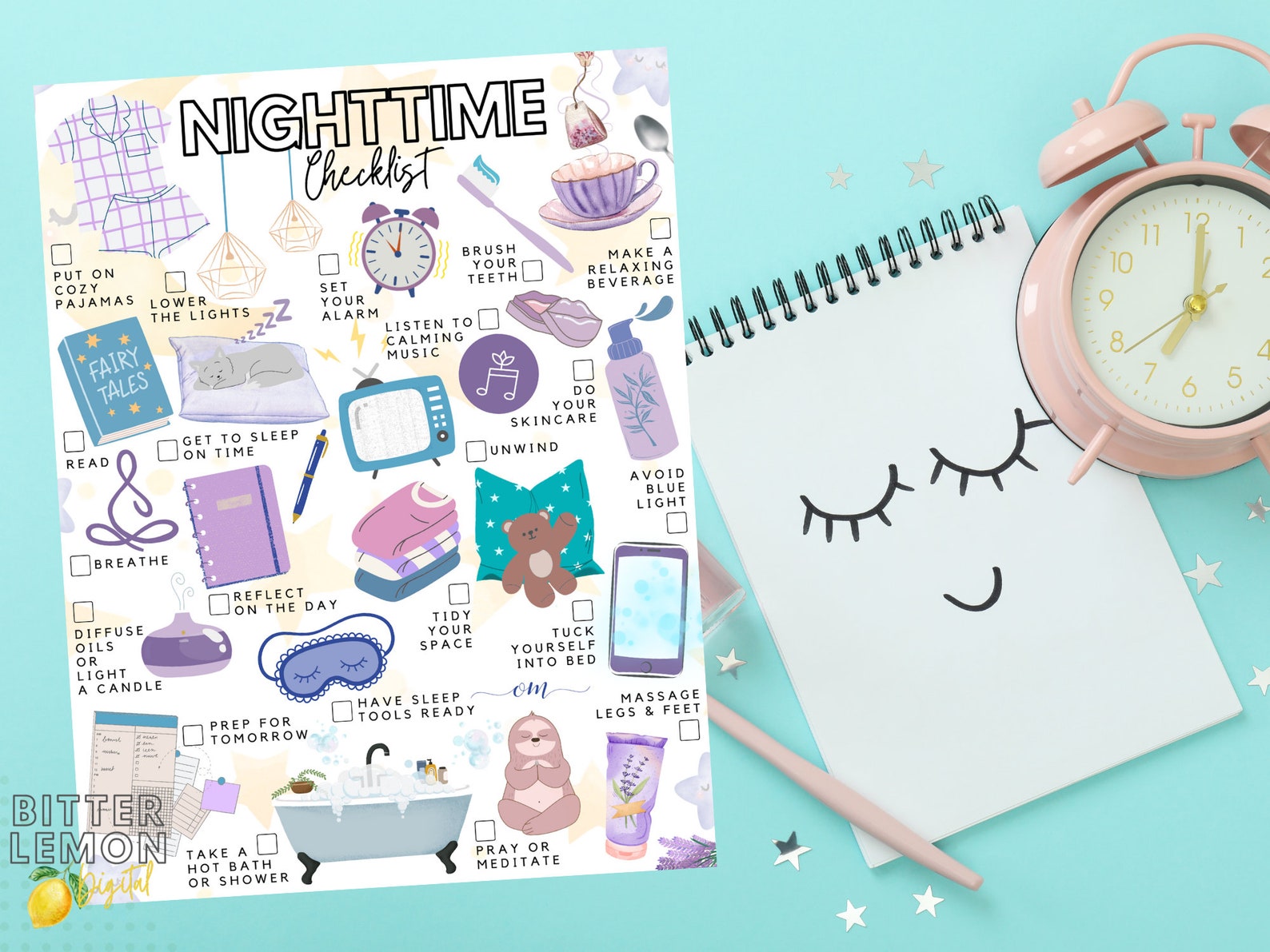 Printable Nighttime Checklist | Bedtime Routine To-do List - Etsy