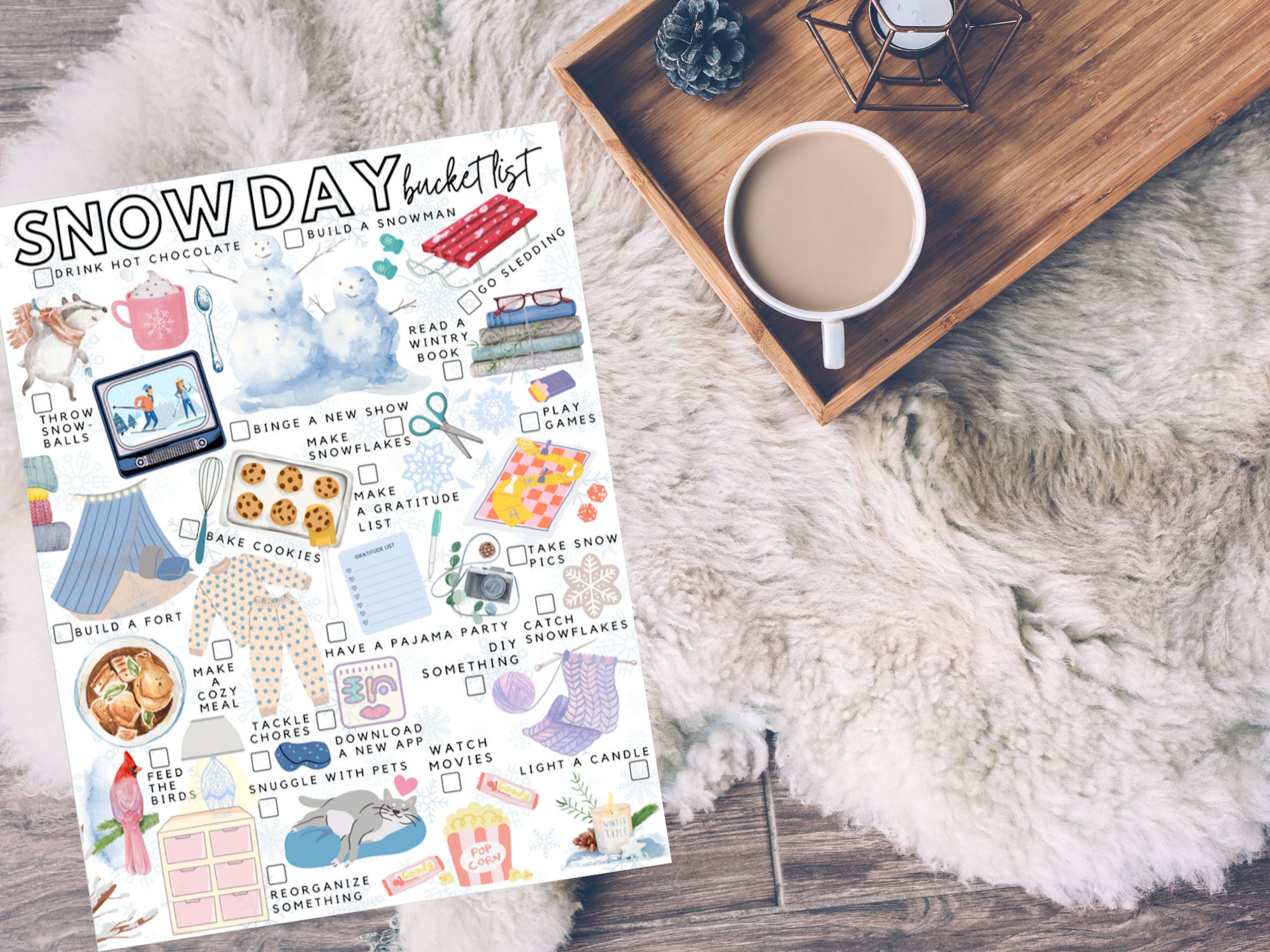 Printable Snow Day Bucket List Snow Day To-do List - Etsy