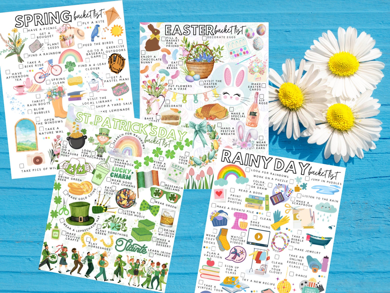 Printable Spring Bucket List Value Pack of 4 | Spring To-do Lists - Etsy