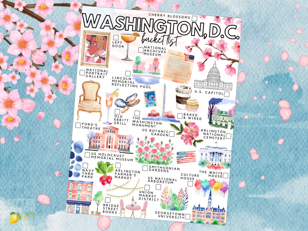 Printable Washington, D.C. Bucket List | Washington, D.C. To-do List - Etsy