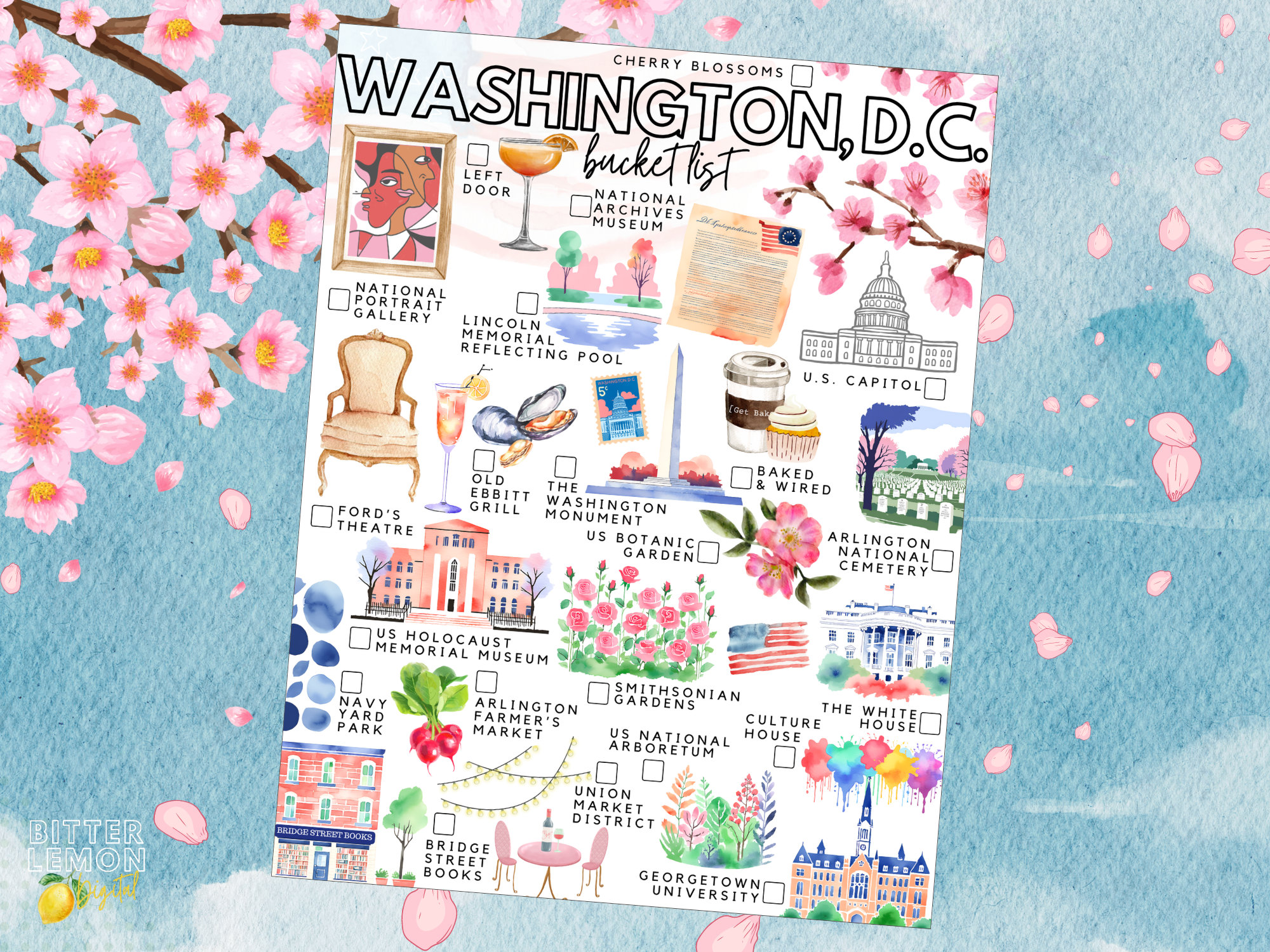 Printable Washington, D.C. Bucket List Washington, D.C. To-do List - Etsy