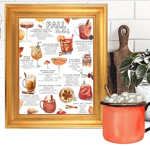 Printable Fall Mocktail List | Autumnal Non-alcoholic Drink Recipes - Etsy
