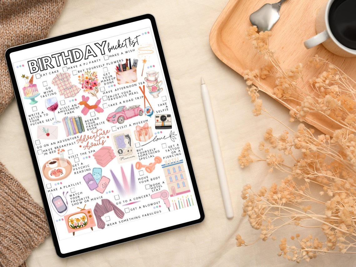 Printable Birthday Bucket List Birthday Activities List - Etsy