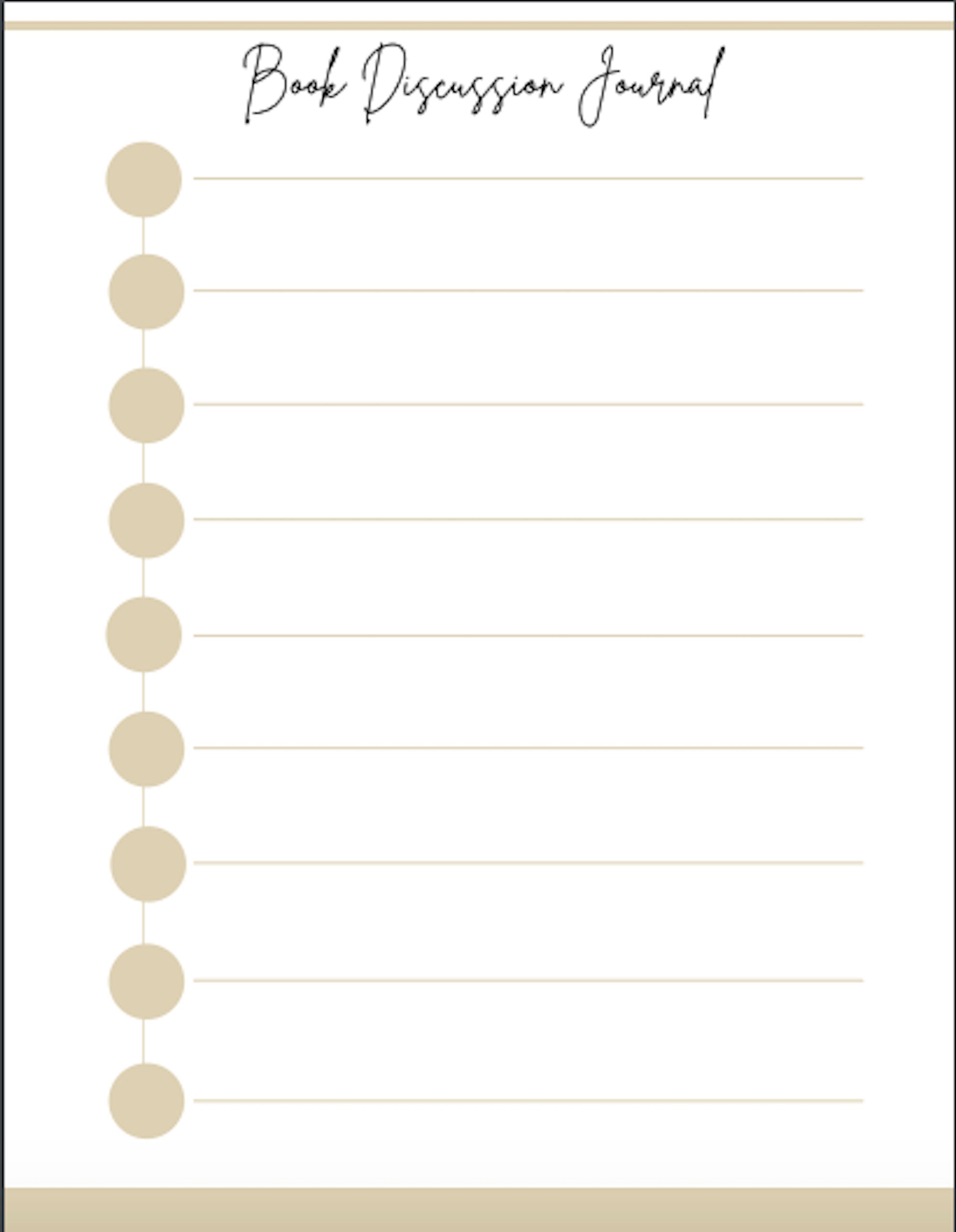Book Club Discussion Journal Printable Tan Dots - Etsy