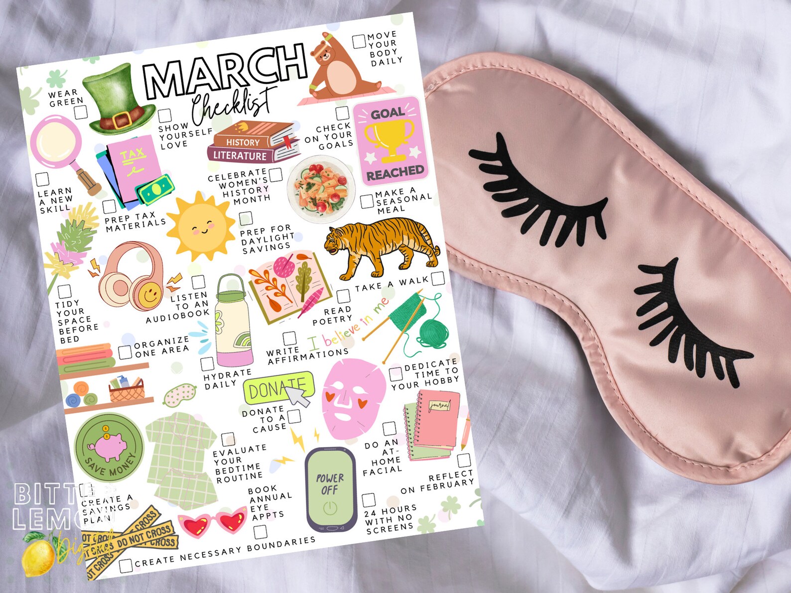Printable March Checklist March Bucket List - Etsy