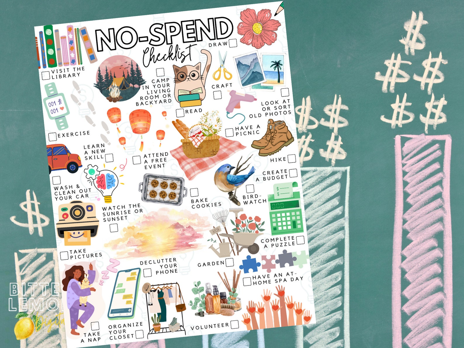 Printable No-spend Checklist | No-spend Challenge To-do List - Etsy