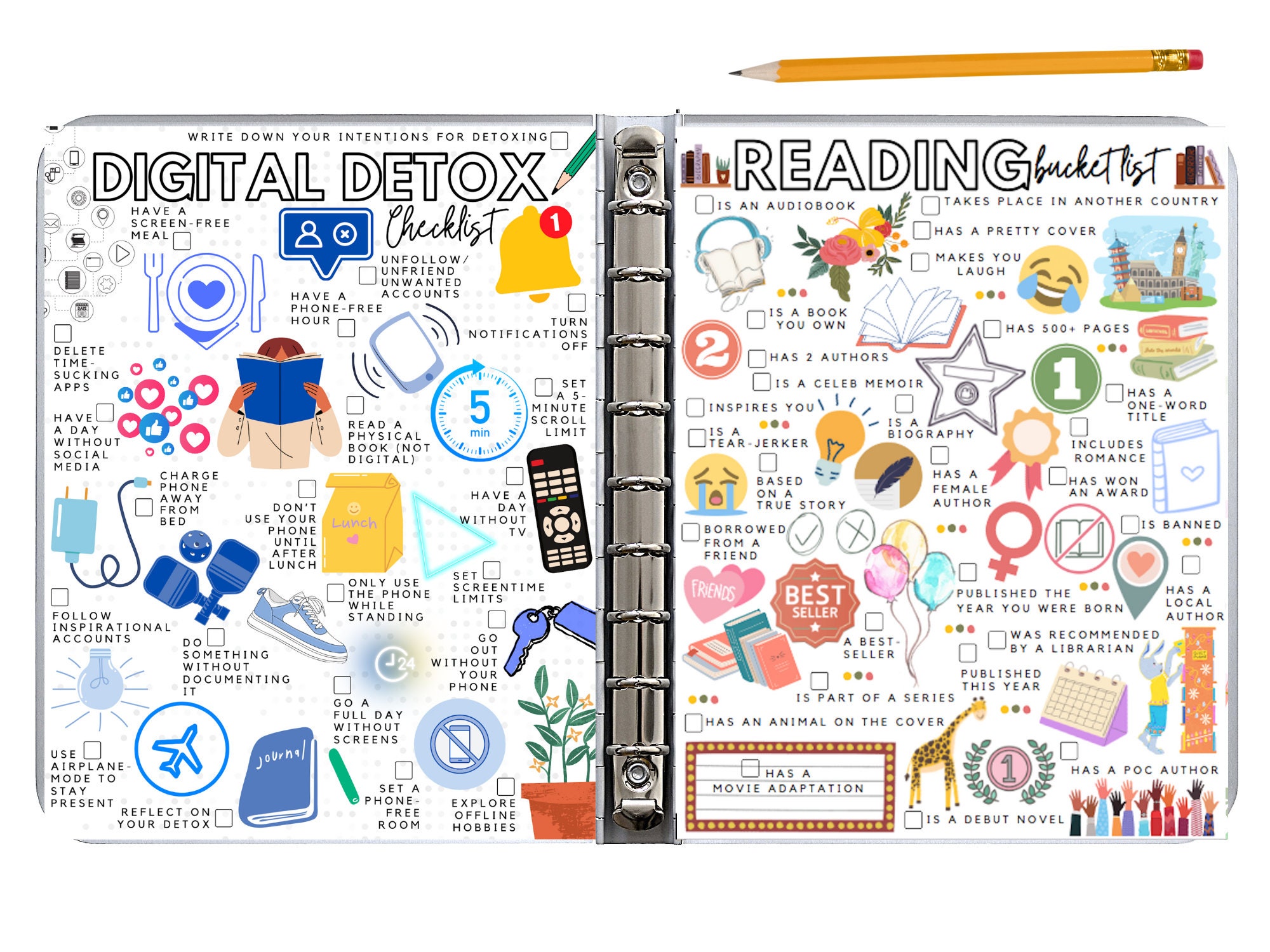 Printable Self-improvement Checklist Value Pack Self-empowerment Bucket ...