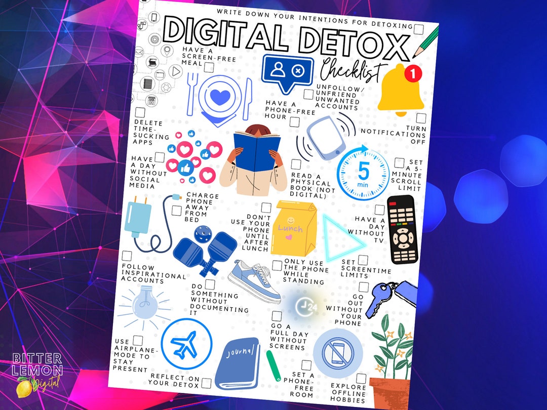 Printable Digital Detox Checklist | Social Media Detox To-do List - Etsy