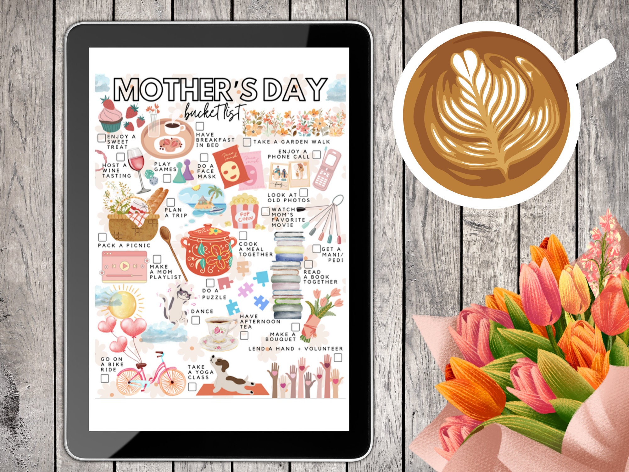 Printable Mother's Day Bucket List Mother's Day To-do List - Etsy